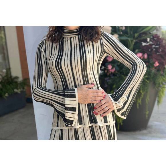 Zimmermann | Tops | New Zimmermann Metallic Knit Top In Blackgold ...